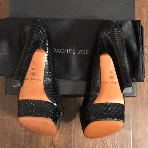 Rachel Zoe | Shoes | Rachel Zoe Snakeskin Logo Plate Platform Pump ...